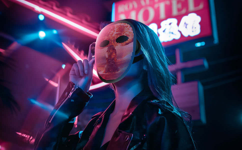 Led Mask, Light Up Mask with Gesture Sensing, LED Lighted Face ...