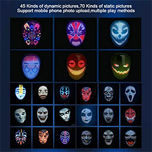 Led Mask APP Programmable & Rechargeable, Bluetooth Light Up Face Mask ...