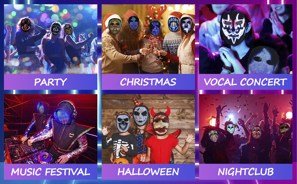 Led Mask, Light Up Mask with Gesture Sensing, LED Lighted Face ...